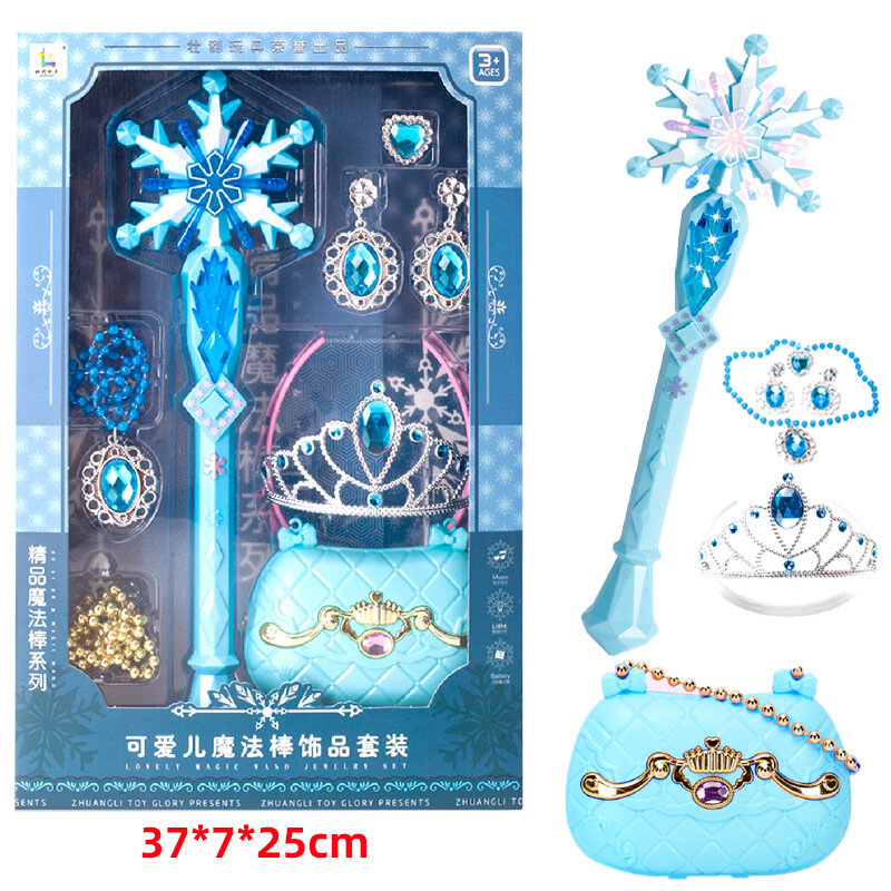Детская игрушка для ролевых игр, световая музыкальная волшебная палочка, аксессуары для девочек, игрушки для игры в домик, ободок, серьги, сумка