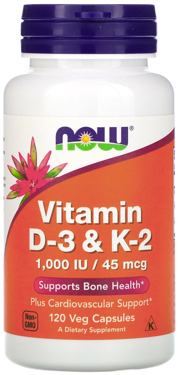 NOW Vitamin D-3 & K-2 1000 МЕ / 45 мкг 120 капс