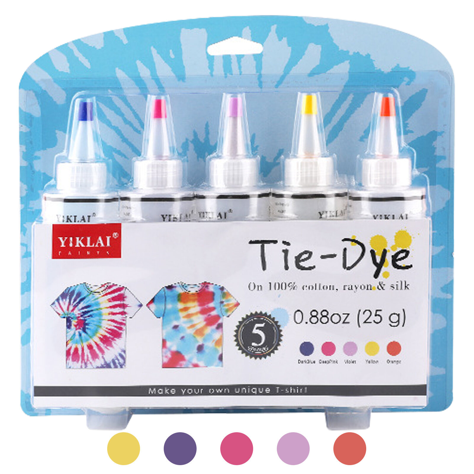 Наборы для байка DIY 5 цветов, 120 мл/бутылка: краска для тканей, резинки, перчатки, самозакрывающиеся пакеты, фартуки для детей и взрослых, цвет случайный