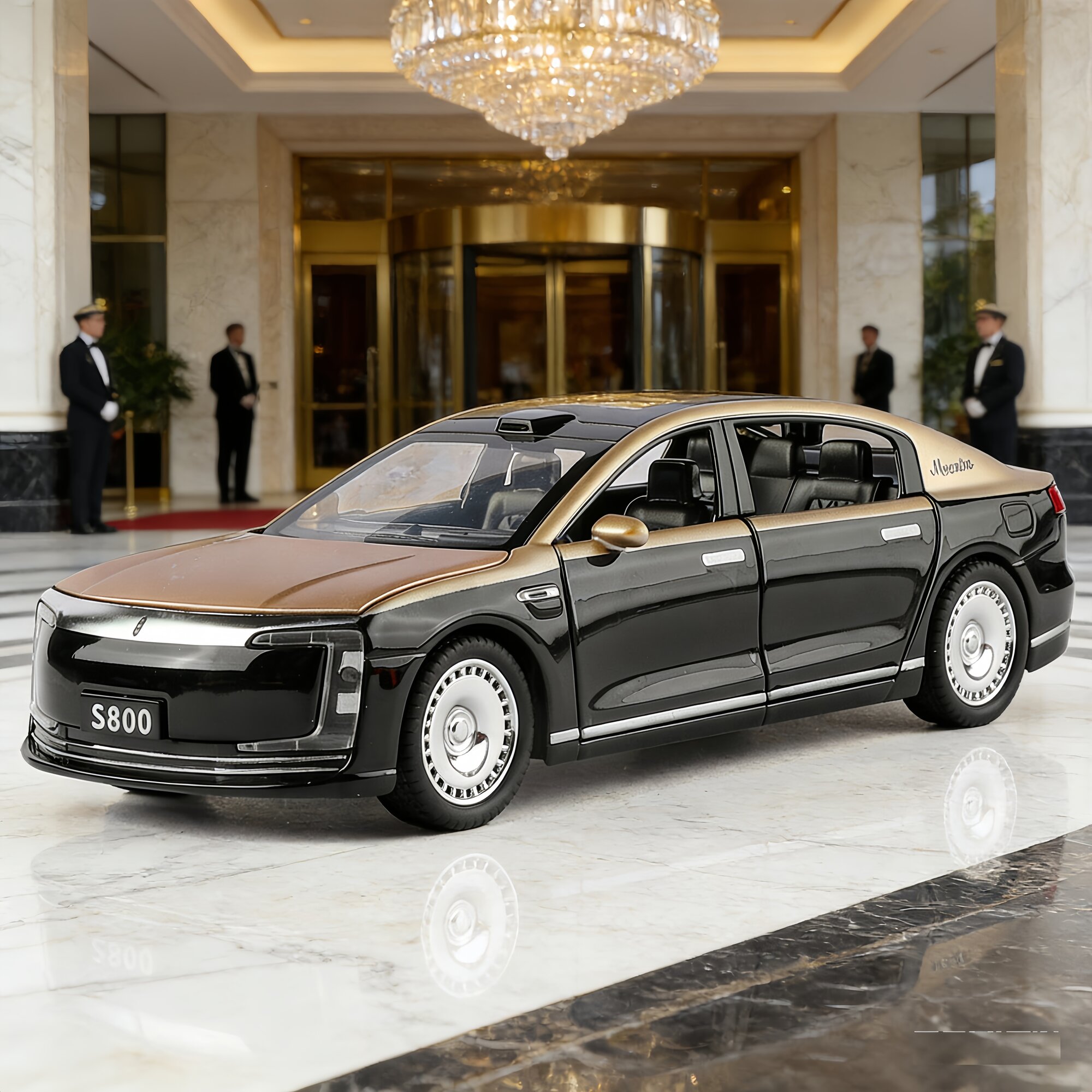 Машинки，1/32 легкосплавная модель автомобиля Zunjie S800, откидывающаяся назад, звук и свет，черное，16.8*6*4.5CM