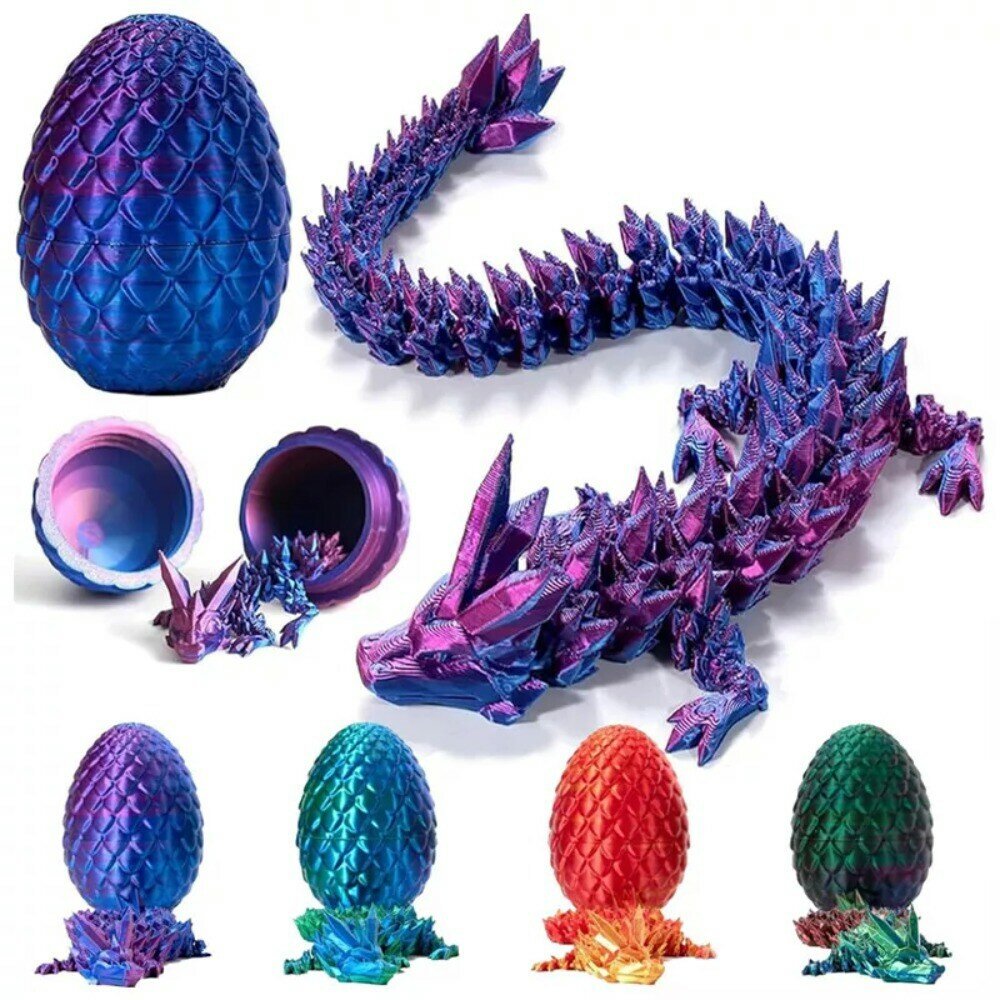 Полностью сочлененный дракон с 3D-принтом в яйце Crystal Dragon Подарок на Хэллоуин