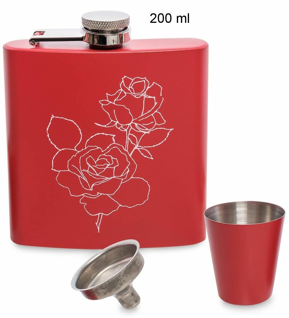 Подарочный набор фляжка 200 мл со стопкой "Роза" A2138581 разностор