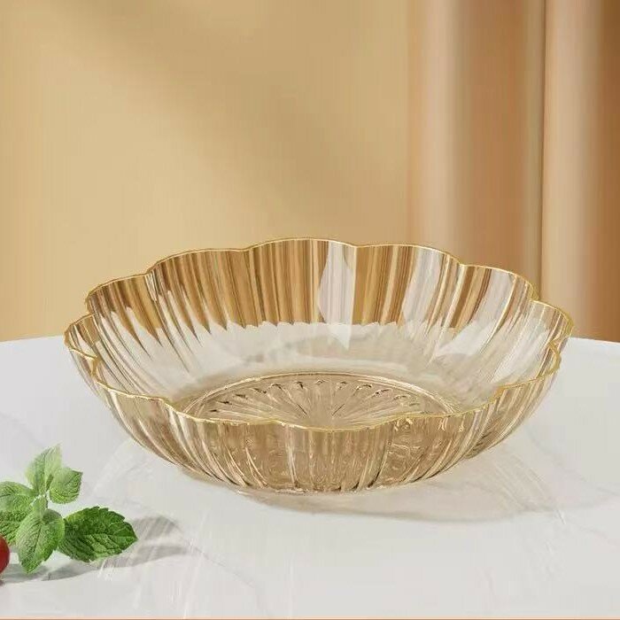 Креативная прозрачная тарелка для фруктов с высоким внешним видом, легкая Роскошная утолщенная тарелка для фруктов