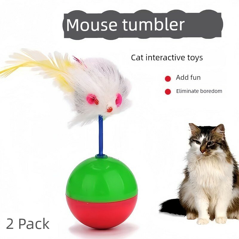 Набор из 2 плюшевых топлер-шаров для кошек - Устойчивый к разрыву и грызению, Интерактивная игра, Удобная форма