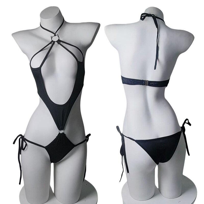 Сексуальный кружевной боди с открытой промежностью, прозрачным дизайном, обнажающим грудь и состоящий из трех частей. 10