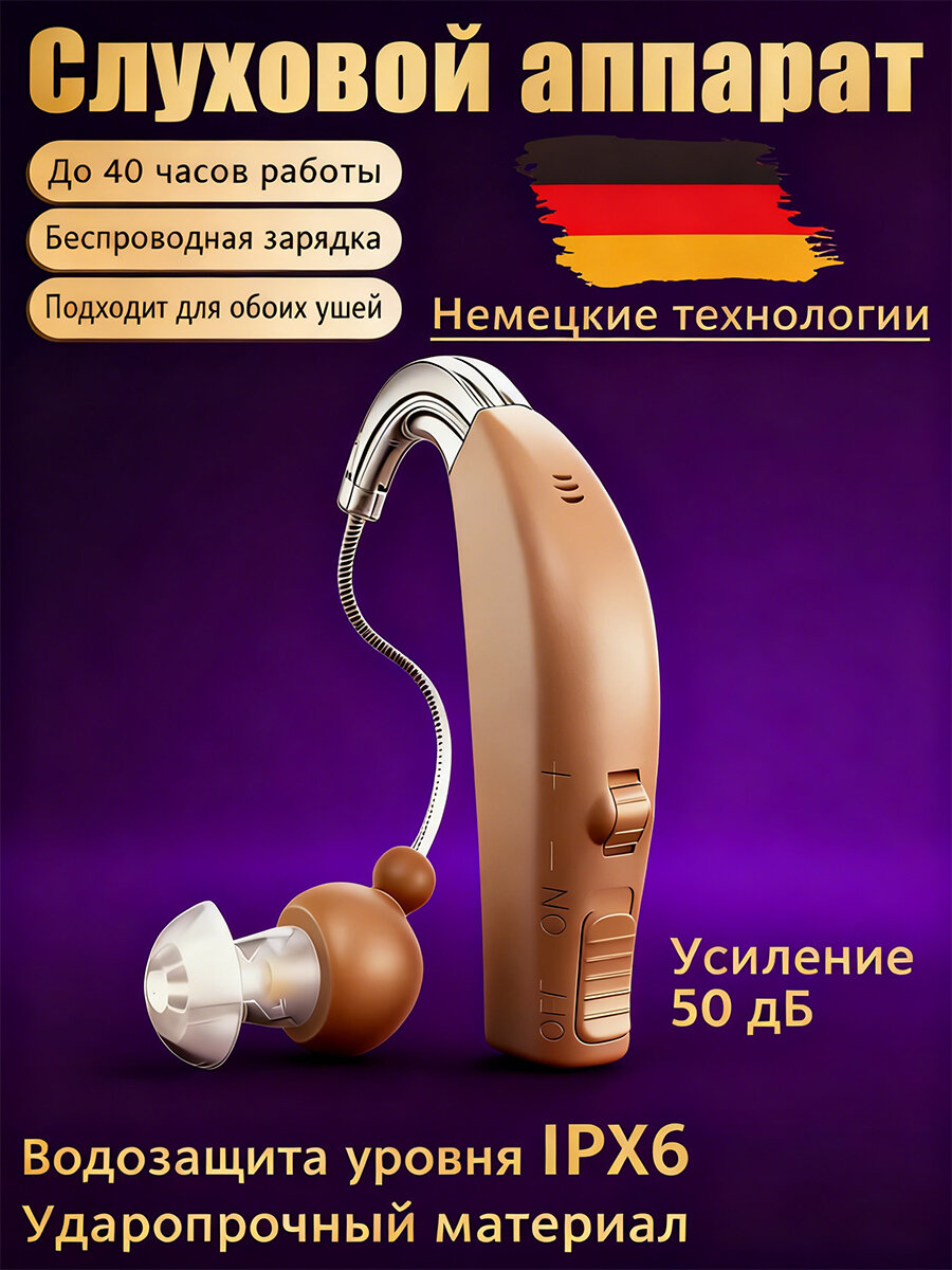 Усилитель слуха на аккумуляторе с функцией Bluetooth, заушный цифровой слуховой аппарат для пожилых с зарядкой type-c