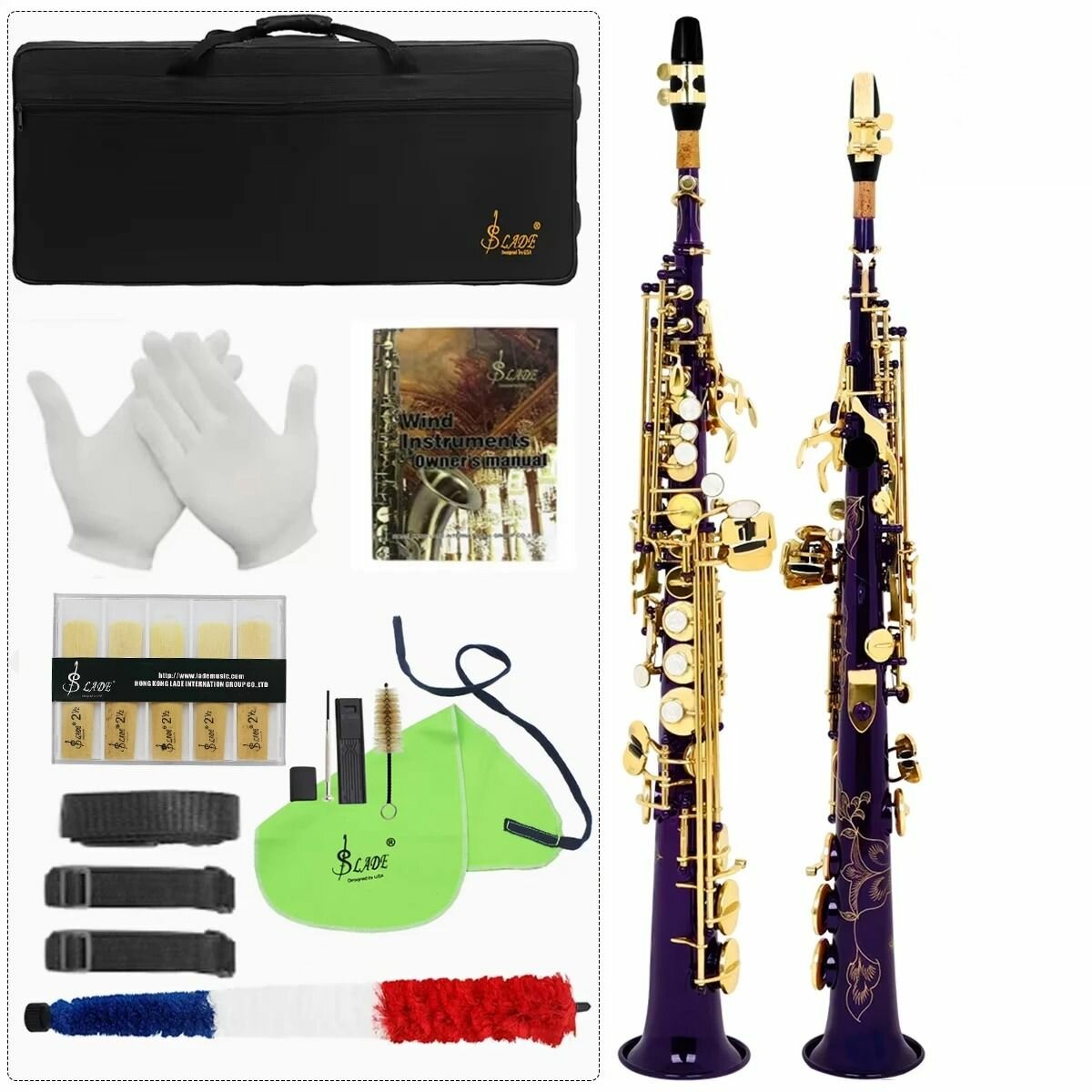 Сопрано-саксофон пурпурно-золотистого цвета, тон B, корпус из латуни