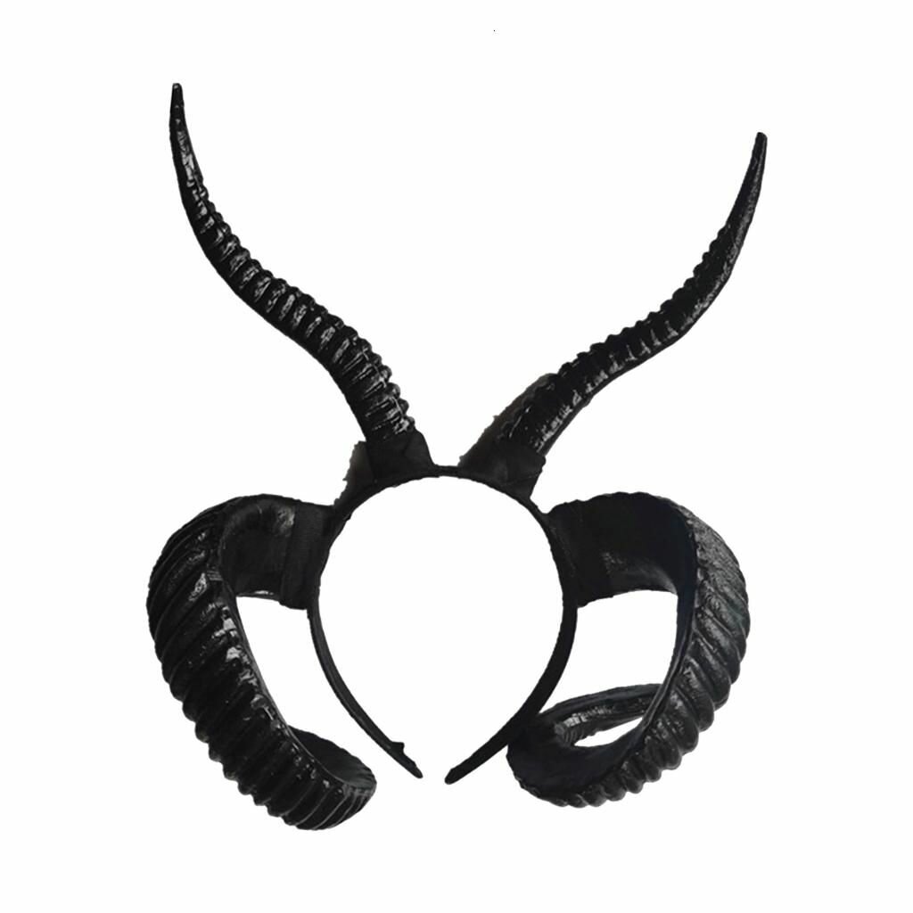 Повязка на голову с большими овечьими рогами для Хэллоуина и семейных встреч, Черный