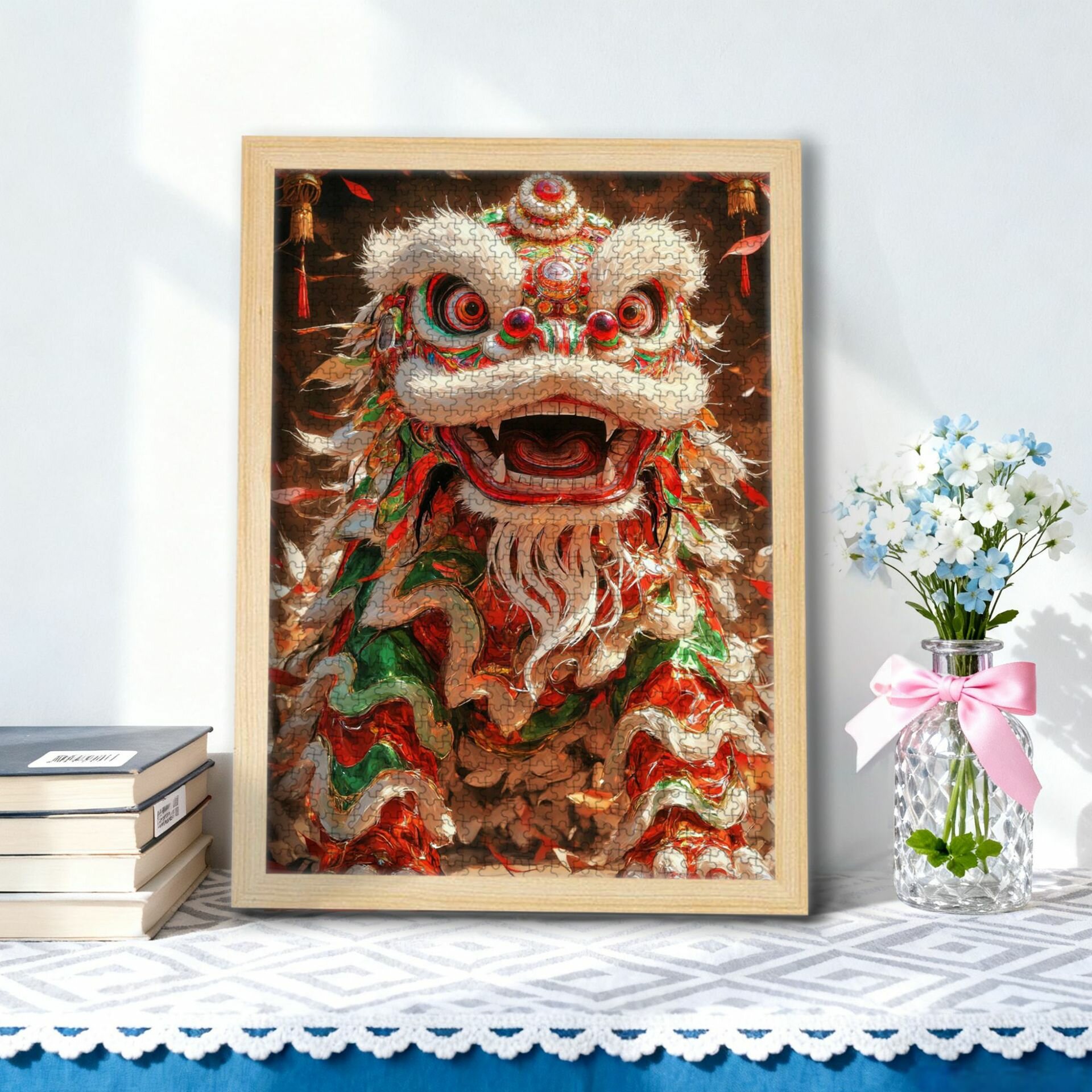 Национальный тренд деревянный пазл 1000 деталей танец льва для взрослых высокая сложность сборки снятие стресса образовательный подарок тысяча деталей модная игрушка