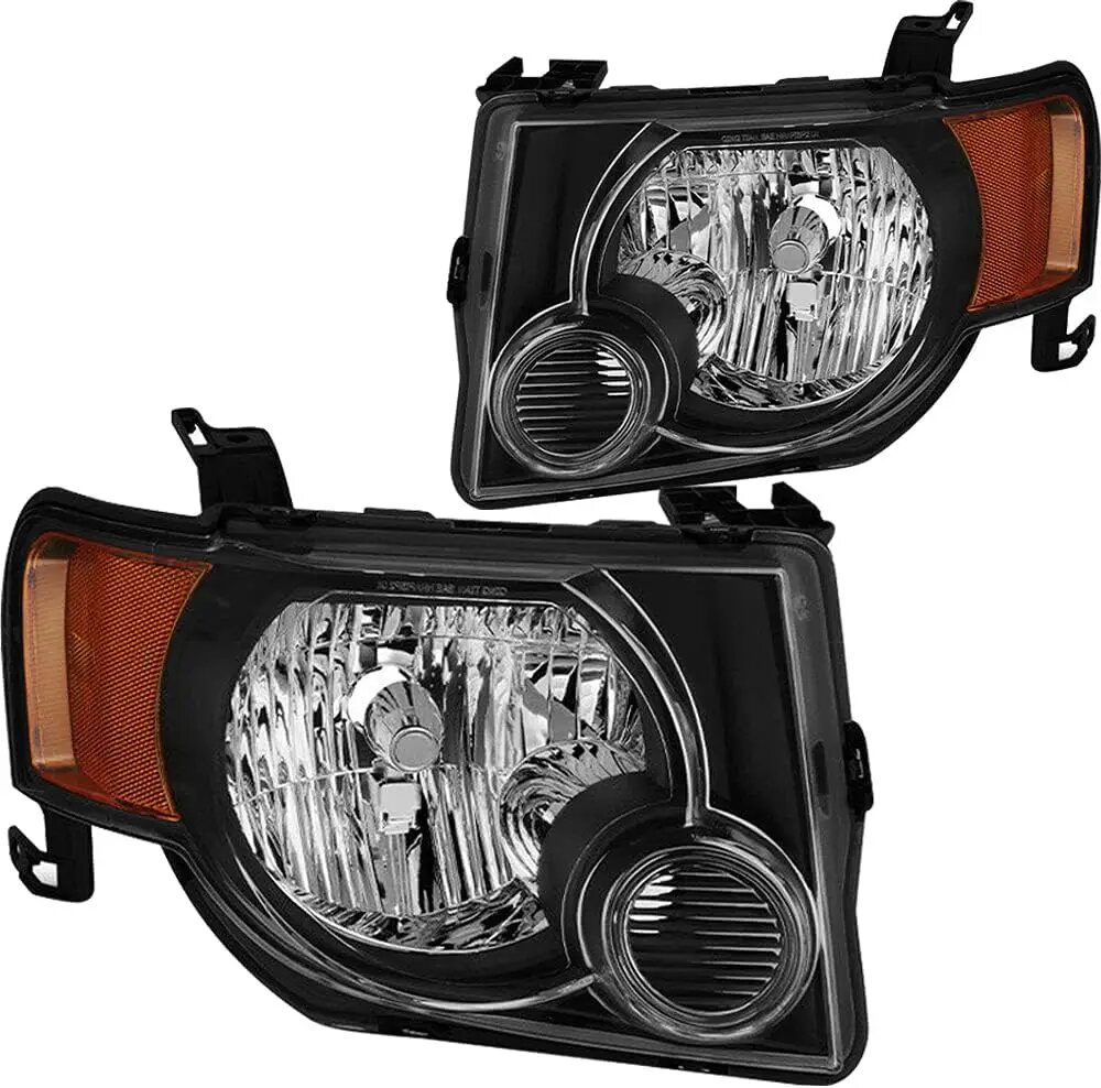 Фара Sulinso, 2 шт, для Ford Escape SUV 2008-2012 гг, фары со стороны пассажира и водителя, черный корпус с янтарным отражателем