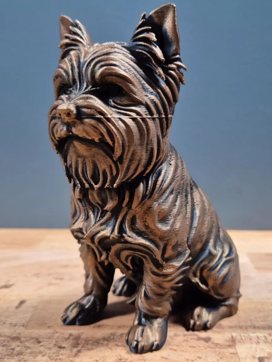 Ростовая статуэтка-Йоркширский терьер (10см, корич. металлик)