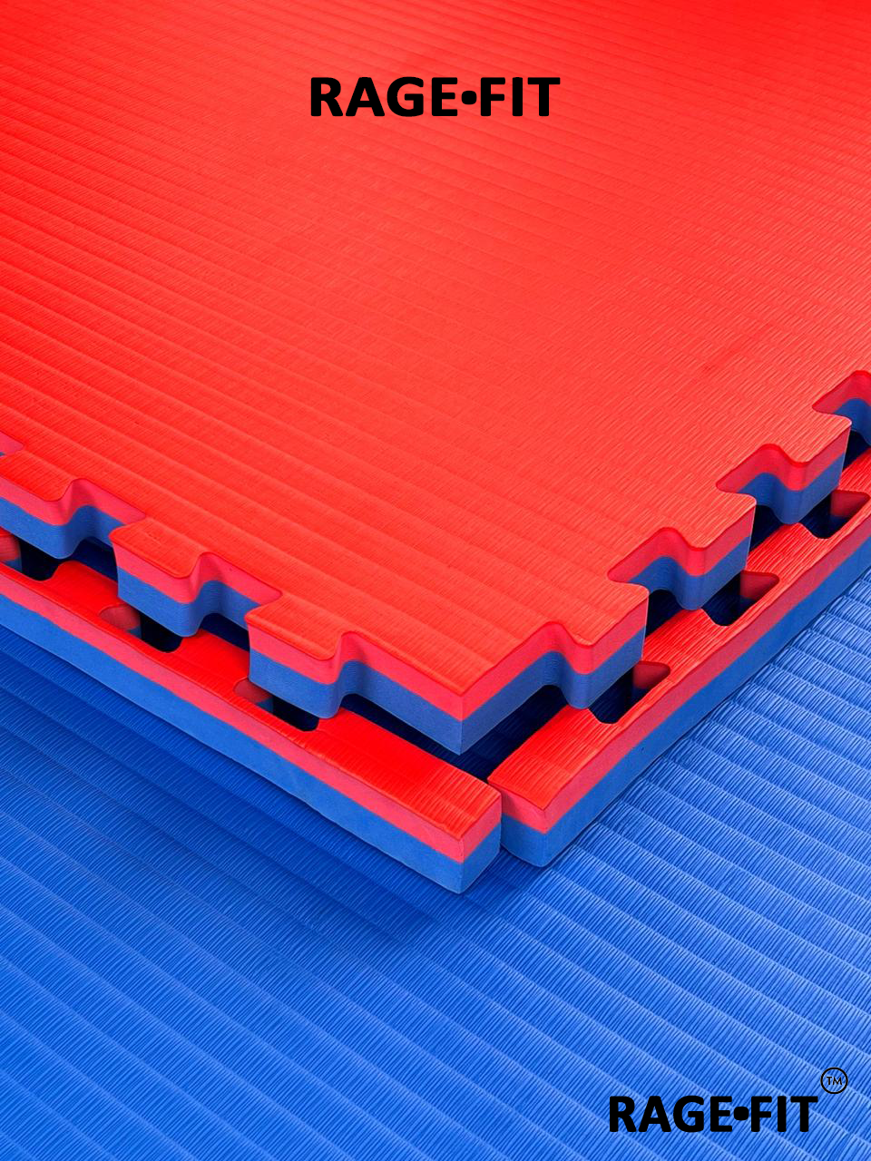 Будо-мат Премиум, 1х1м, 40мм, 40-45 ШОР, Синий/Красный, Рисовая соломка RAGE-FIT