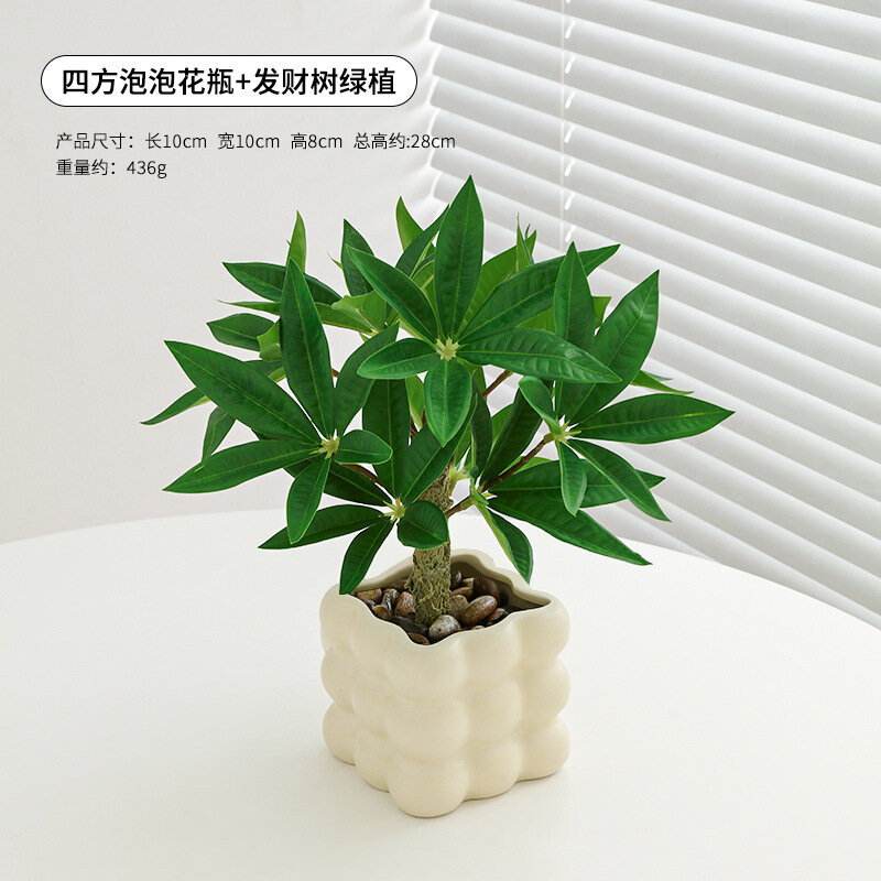 Маленькие цветочные украшения в горшке, настольное дерево удачи, зеленое растение, офисное искусственное цветочное украшение, бионическое растение для гостиной