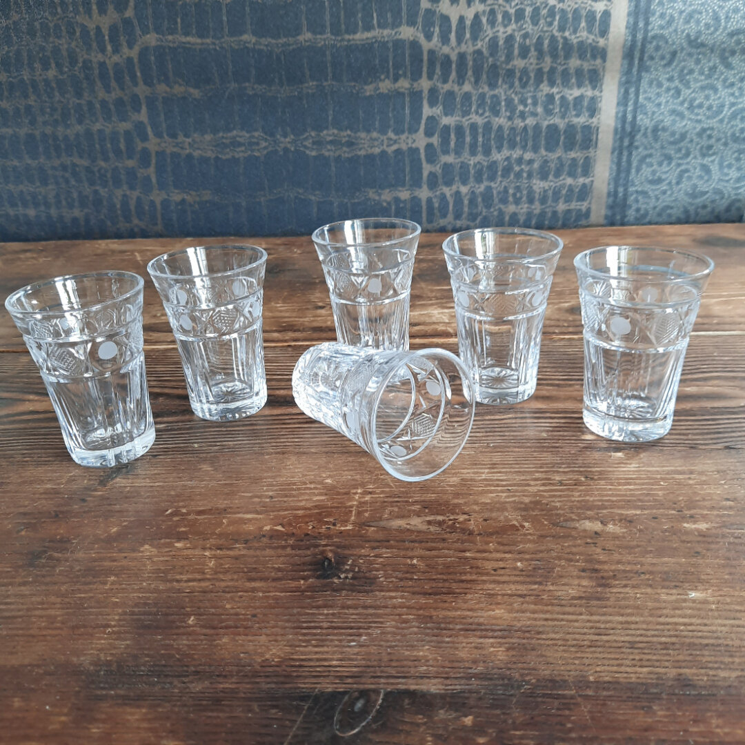Набор из 6 стопок, хрусталь 75 мл высота 8 см, винтаж СССР