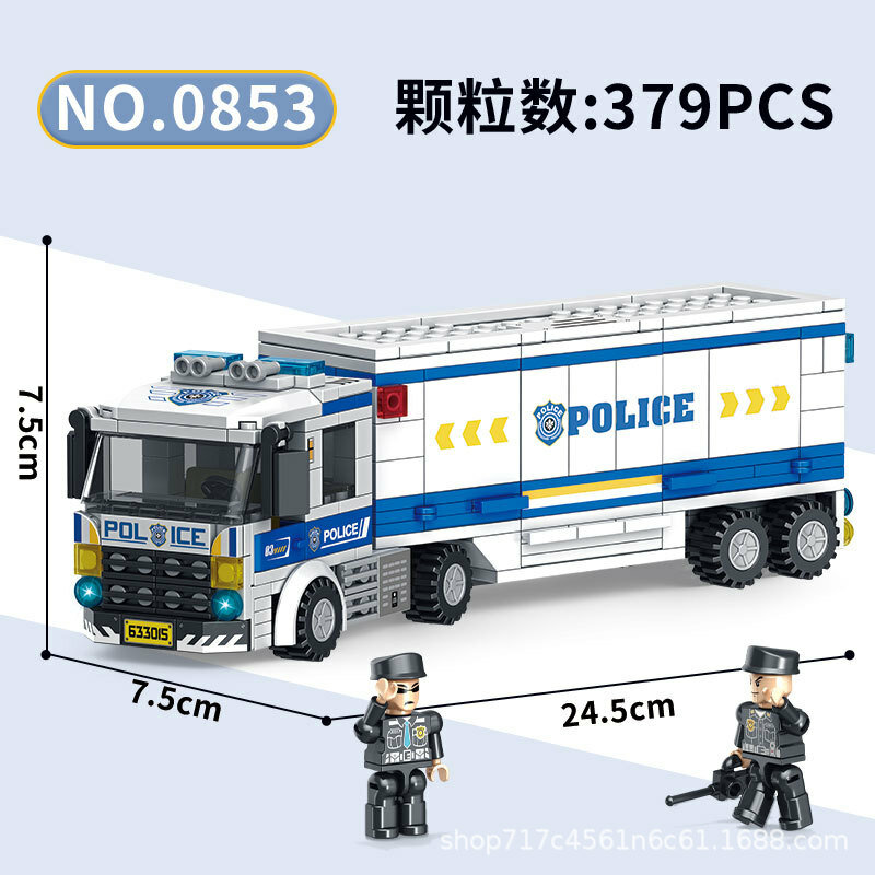 Совместимость с лего негабаритный пожарный кран автопробеги детские игрушки 0853-Полицейский эскорт-автомобиль-379