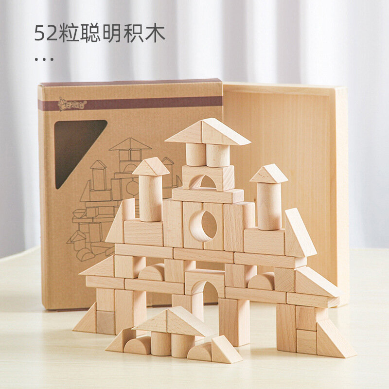 Большие деревянные строительные блоки из букового дерева, разноцветные конструкторы для мальчиков и девочек,