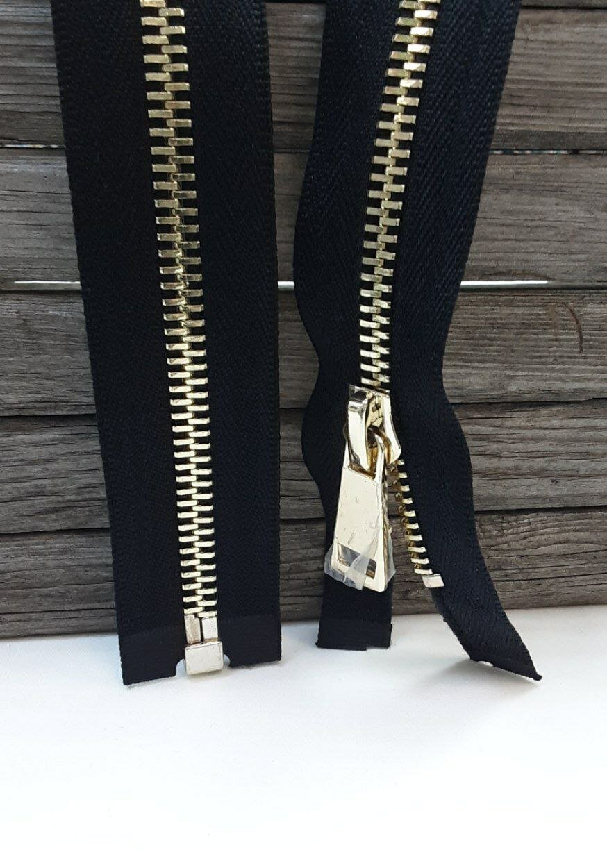 Молния, металл, звено золото, цвет чёрный, длина 70 см, 1 шт.