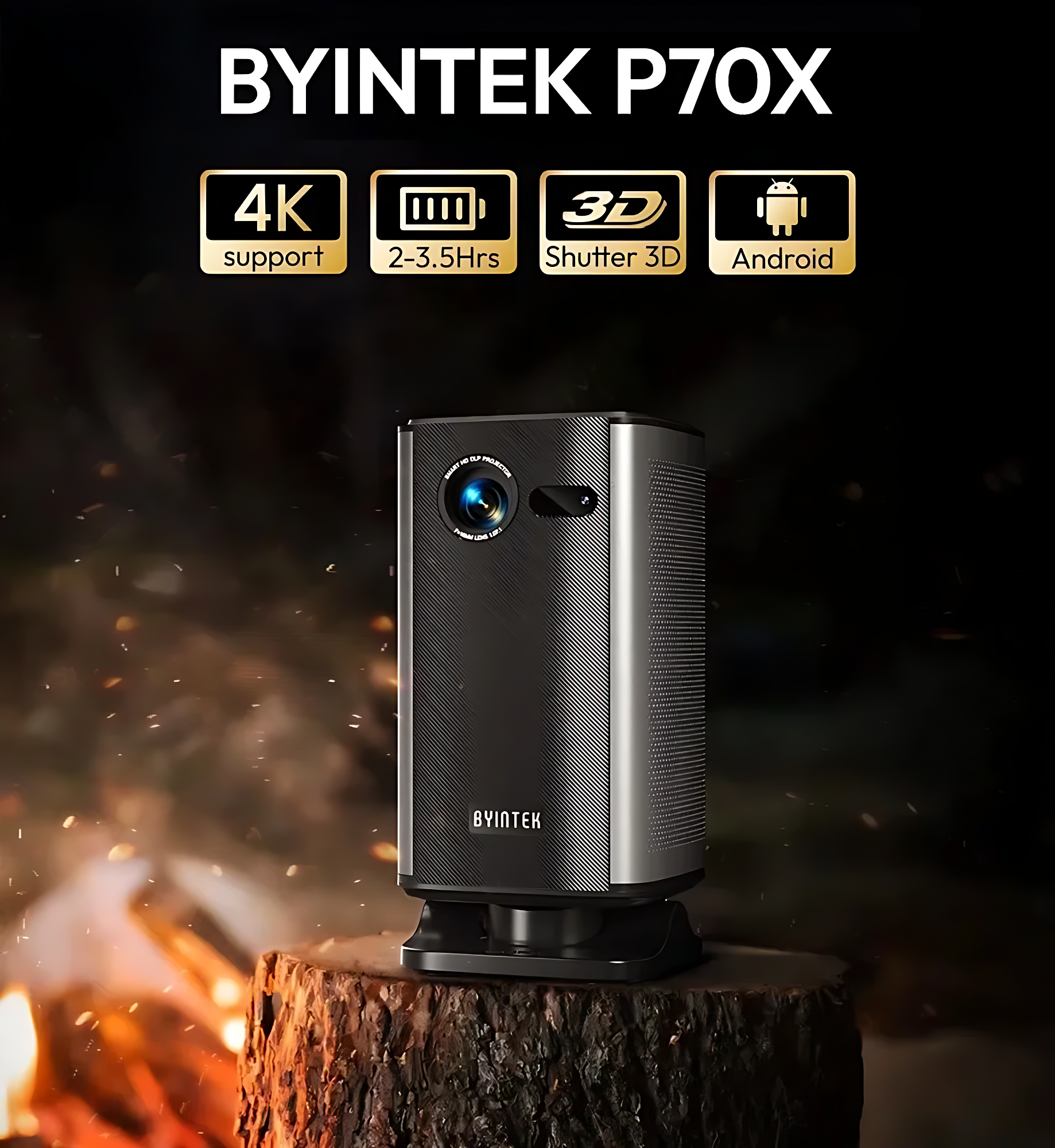 Портативный проектор BYINTEK P70x Android, WiFi, Bluetooth, 10000 mAh
