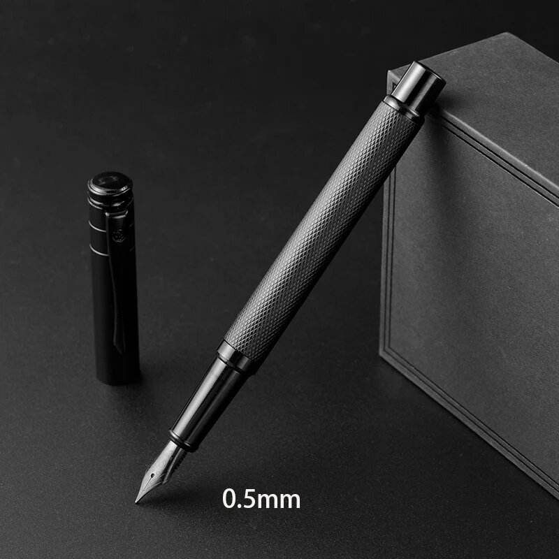 Металлическая перьевая ручка Luoshi, черный матовый корпус, 3 наконечника, гладкие ручки для письма, каллиграфии, бизнес-подарок, канцелярские принадлежности для учебы, режим двойного чернил