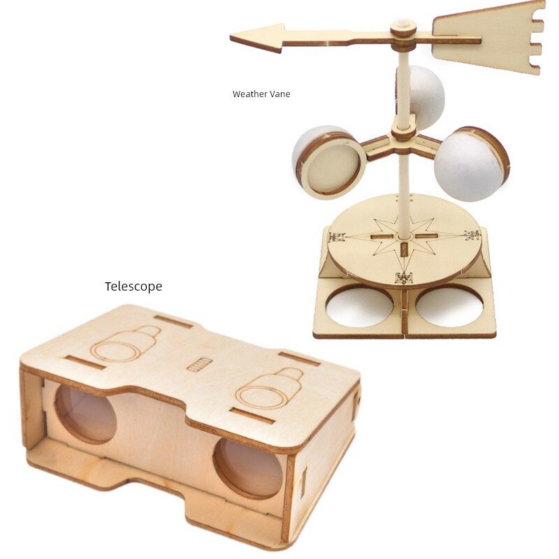 Набор для сборки деревянного ветряного компаса DIY с телескопом - комплект материалов для научных экспериментов