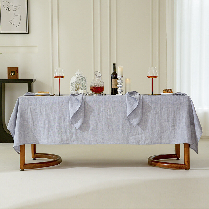 Скатерть из чистого льна с эффектом дождя, окрашенная в массе, однотонная, универсальная, прямоугольная, круглая, для обеденного стола, экспорт
