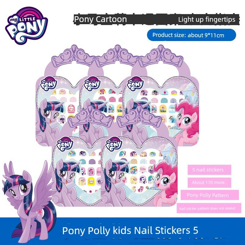 Наклейки для ногтей Frozen для детей, наклейки с принцессой Эльзой и My Little Pony, светящиеся наклейки для маникюра