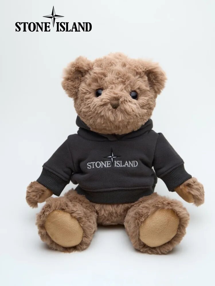 Мишка Tumbly в худи Стон Айленд, искусственный мех, 26 см , графит
