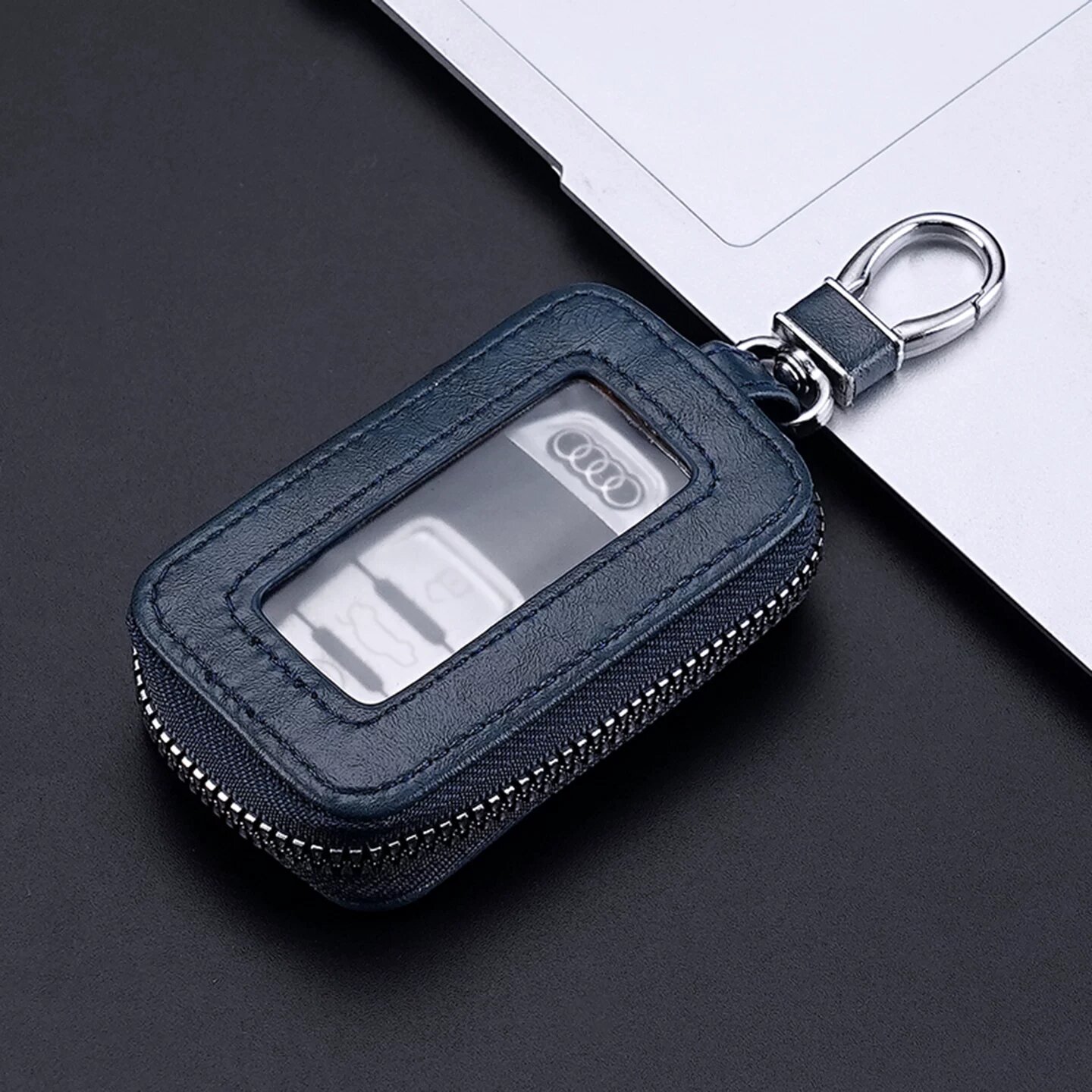Чехол для автомобильных ключей, унисекс, большой вместимости, защитный чехол для ключей на молнии, брелок, мягкий чехол