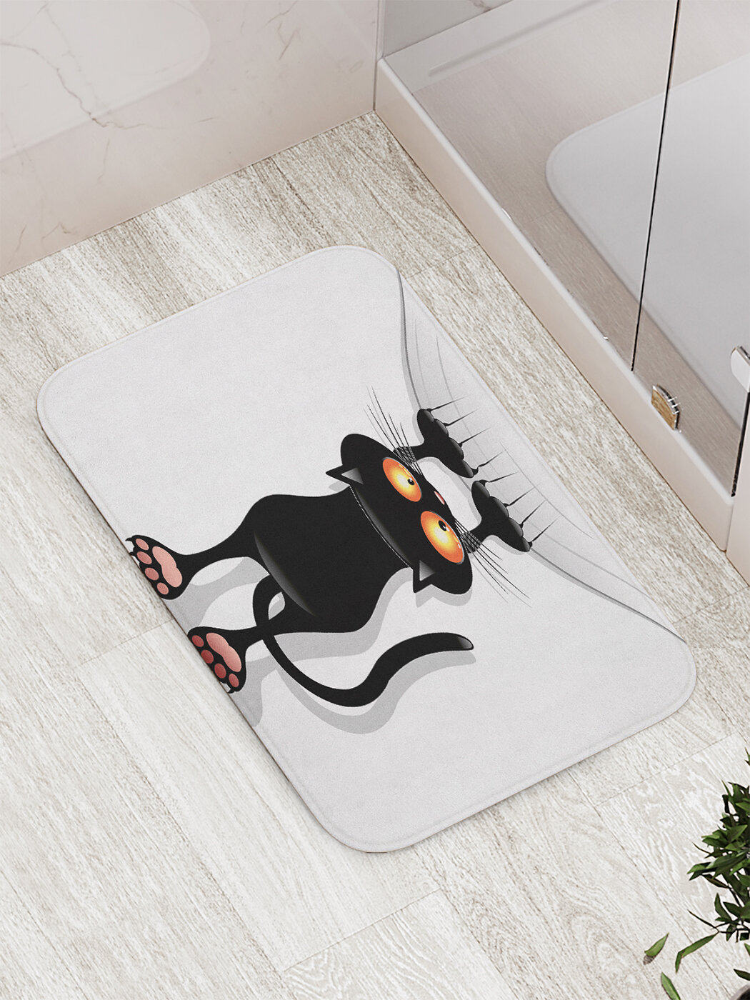 Коврик для ванной комнаты, туалета "Кот-шкодник" противоскользящий, 52х77 см, JoyArty