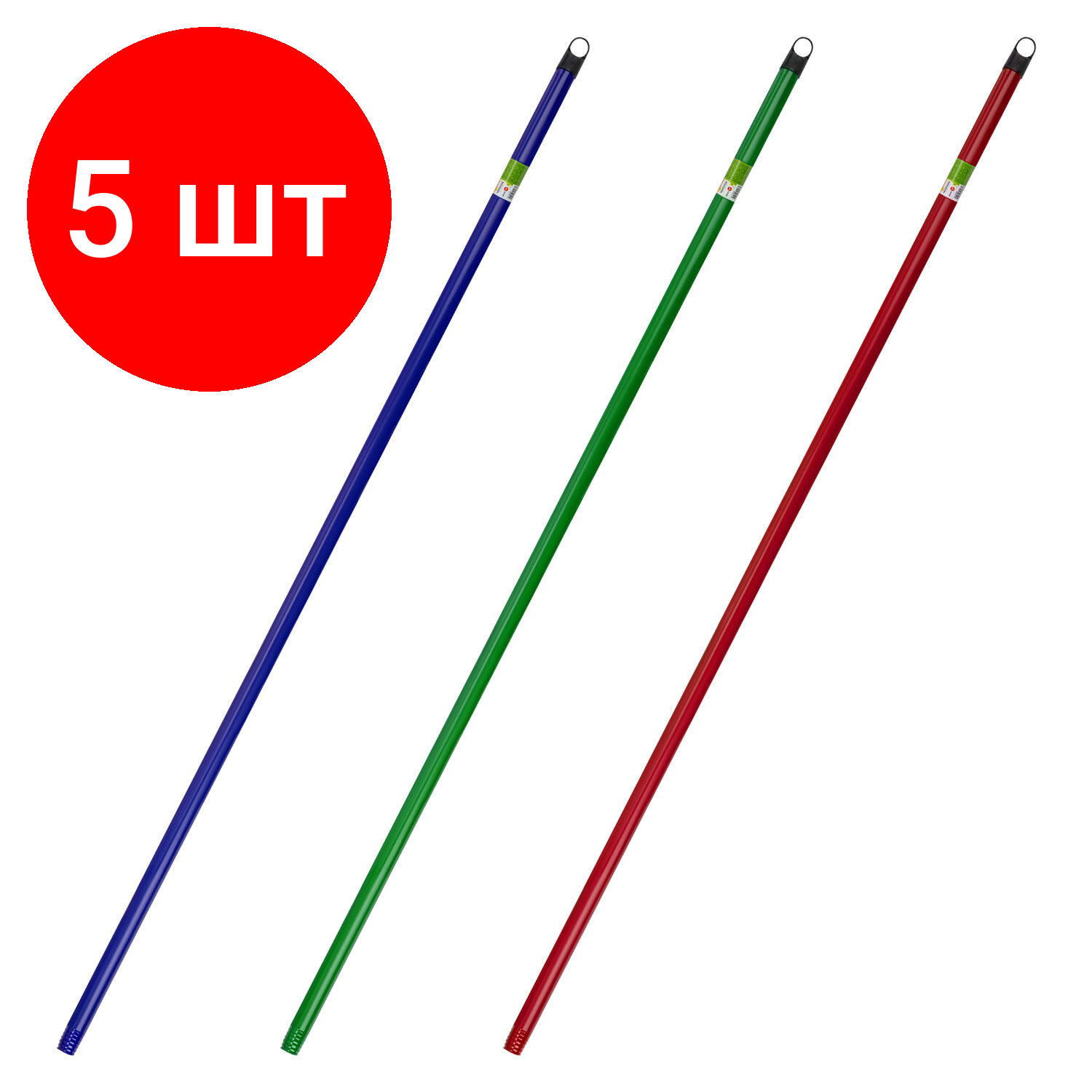 Комплект 5 шт, Черенок рукоятка 120 см еврорезьба, дерево + пленка (эвкалипт) d=2.2см, ассорти, любаша, 700889