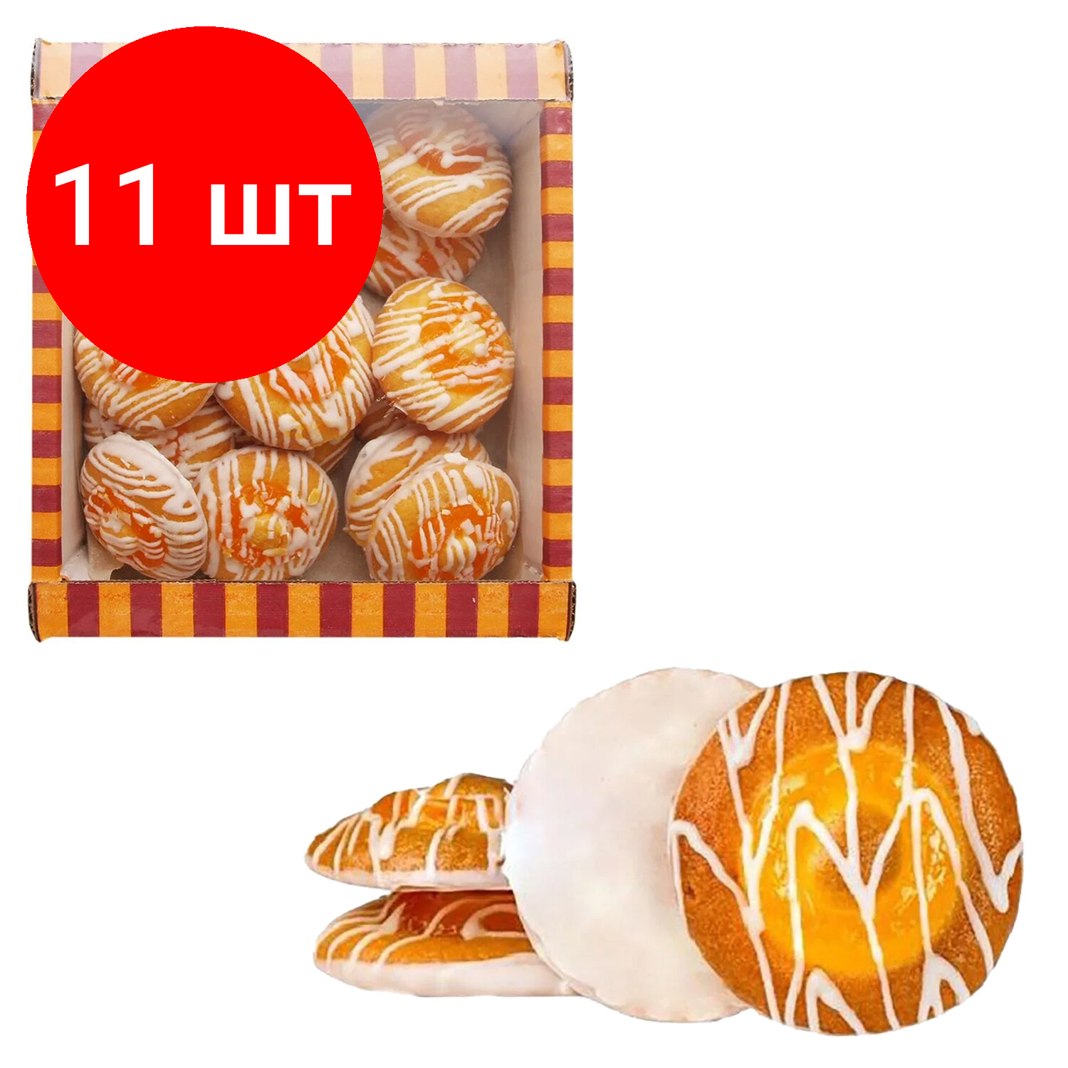 Комплект 11 шт, Печенье бисквитное семейка озби, с апельсином в белой глазури, 400 г, картонная коробка, ш/к 44395, 1279