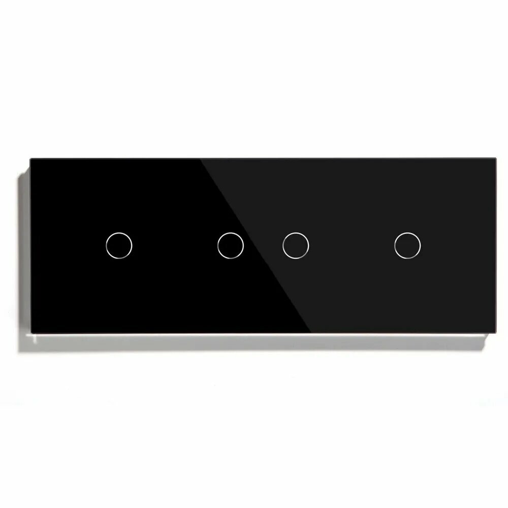 Сенсорный выключатель 4 клавиши, 3 поста (1+2+1) , панель стекло Черная,228mm