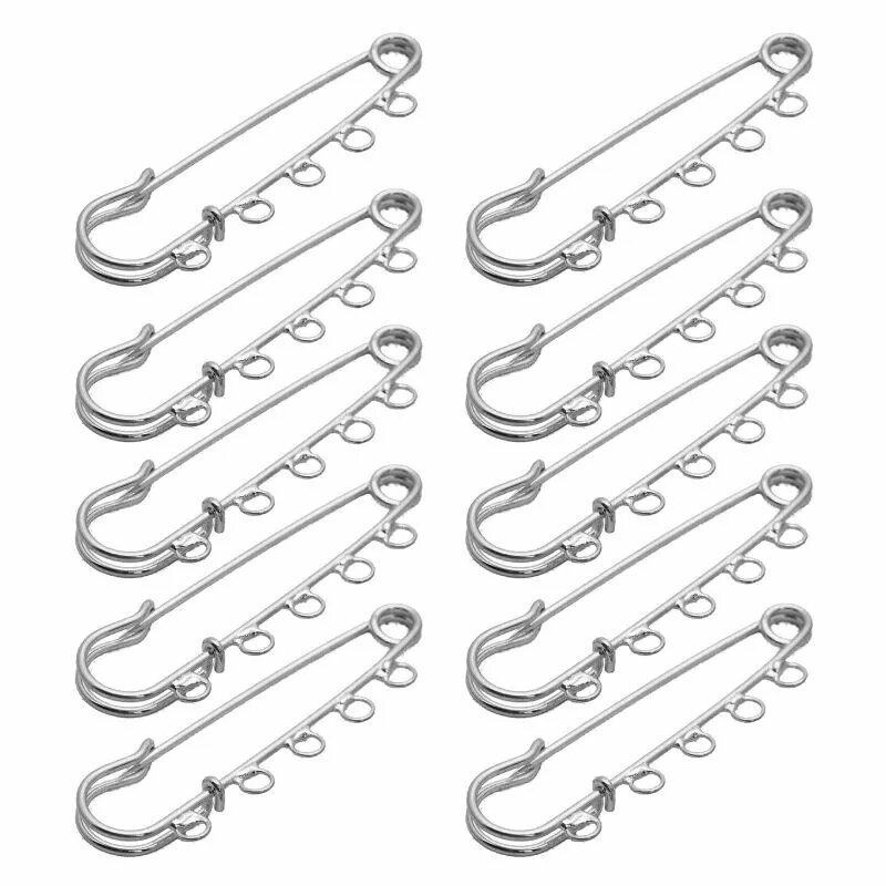 10 шт, фурнитура для броши-булавки с 5 кругами, серебро