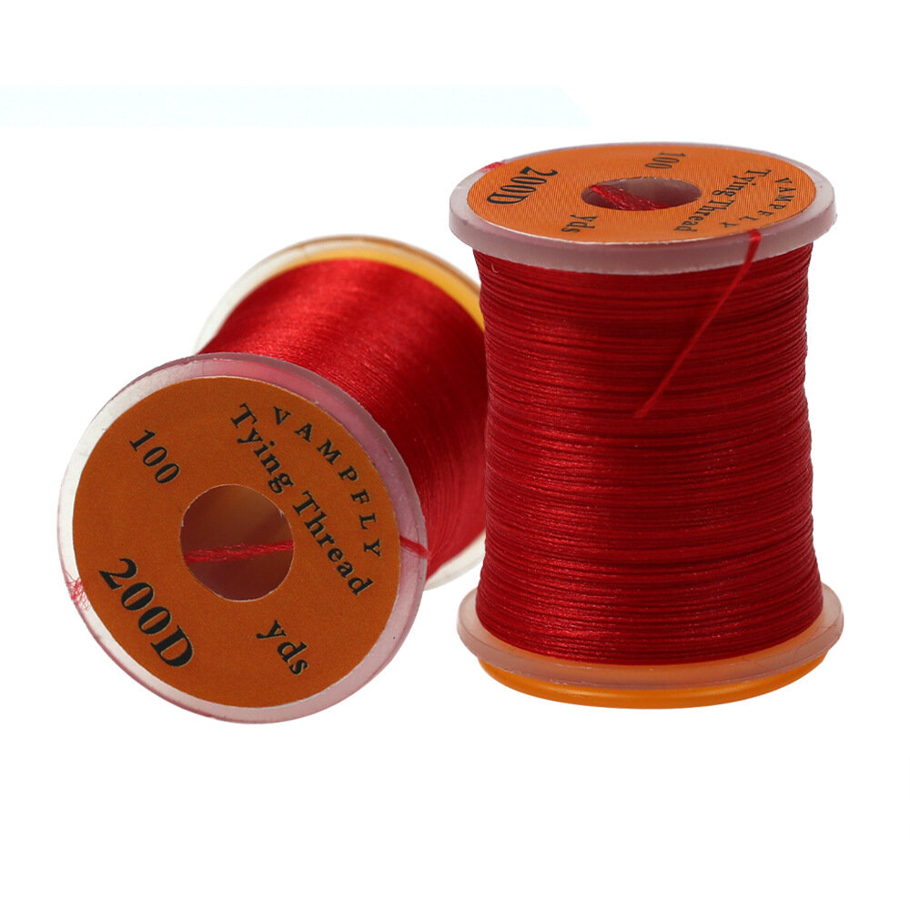 200D Fluorescent Color Fly Fishing Tie Line with Hair Hook Tie Line Fly Tie Line Manual Tie Hook Recommendation (Red)