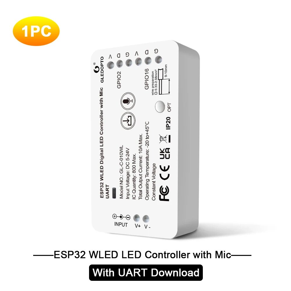 RGB-контроллер GLEDOPTO WLED ESP32 1PC WLED with UART