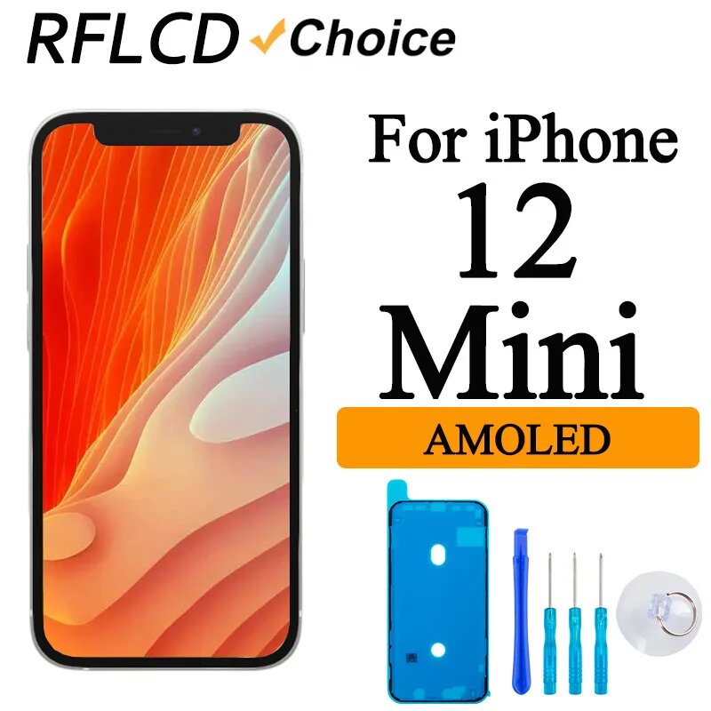 RFLCD AMOLED для iPhone 12, мини-дисплей, 3D сенсорный экран, сменный дигитайзер в сборе для 12 мини-панели ЖК-экрана с лицевым идентификатором