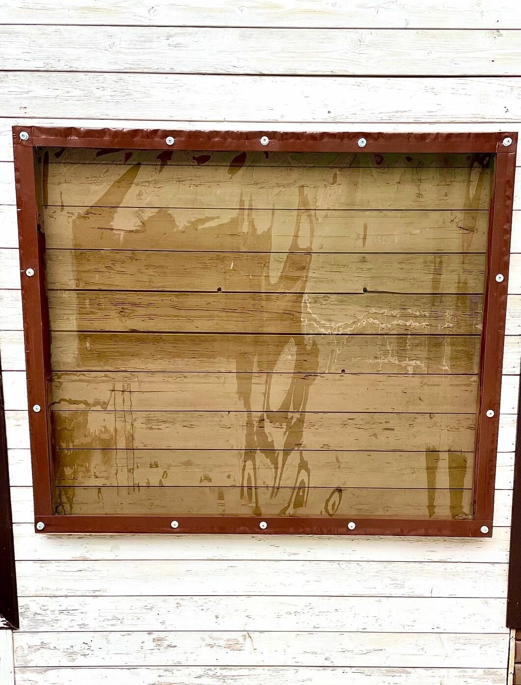 Мягкое окно 160 см (в) х130см (ш)с люверсами крепление саморез- для беседки, веранды, террасы (коричневая окантовка, тонированное)