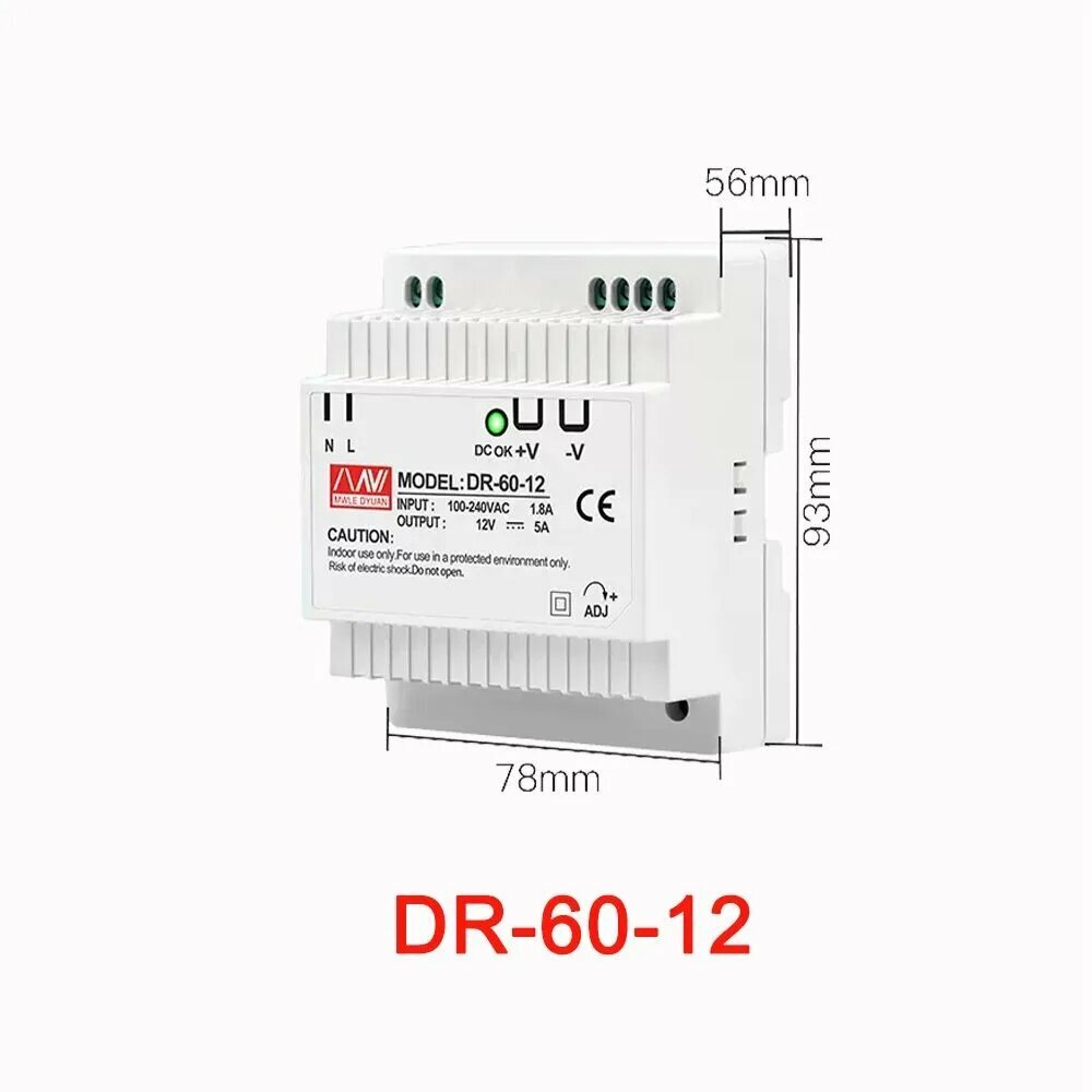 Блок питания 12В DR-60W-12 на DIN-рейку(1 шт.)