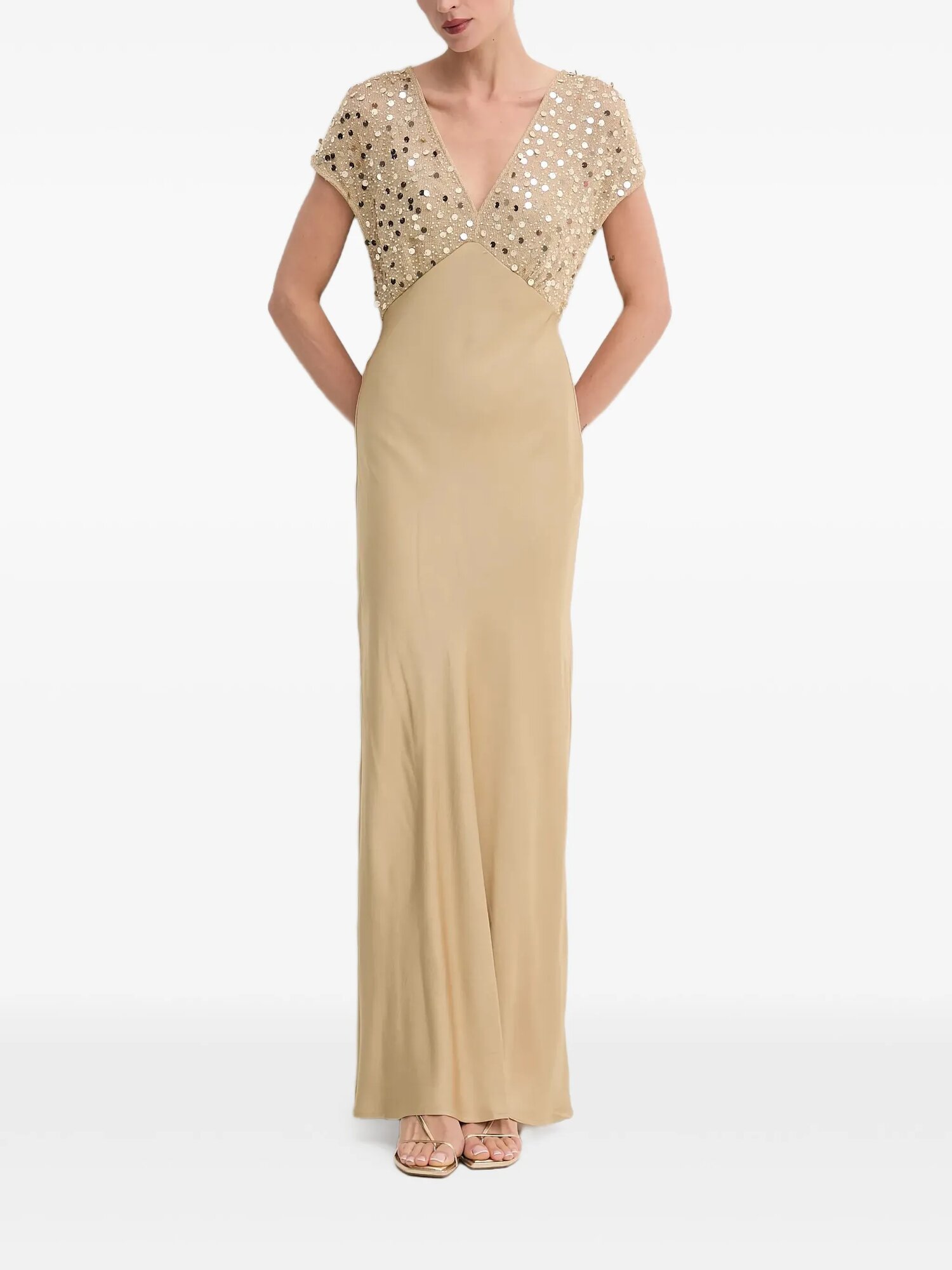 Платье Never Fully Dressed Sequin V-neck maxi dress, размер 42, разноцветный — фото 1