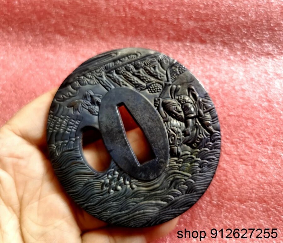 Цуба "Сосна из сплава, старая морская волна" для катаны/танто