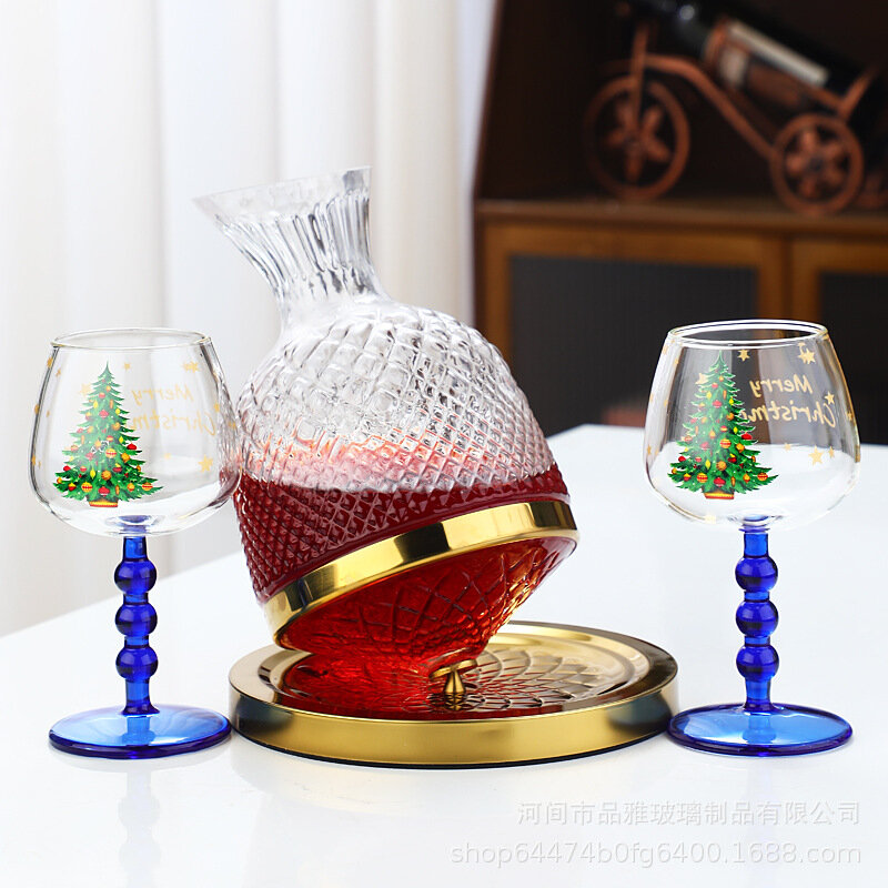 Высококачественный боросиликатный стеклянный креативный стакан, вращающийся декантер для вина, рождественский бокал, чашка для холодных напитков, сока и воды