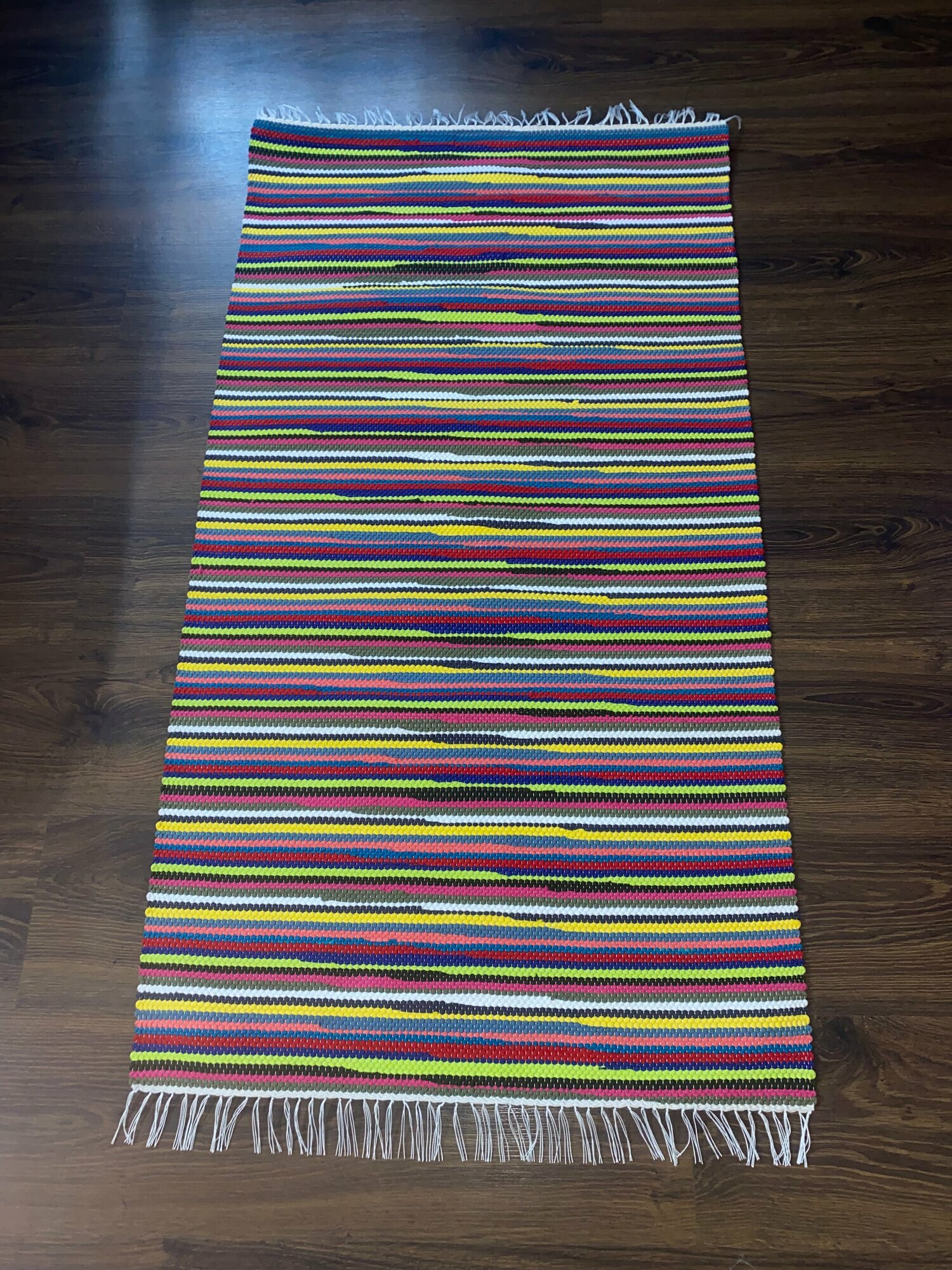 Коврик домотканый . Ручная работа . Ткацкий станок . 100 % хлопок .