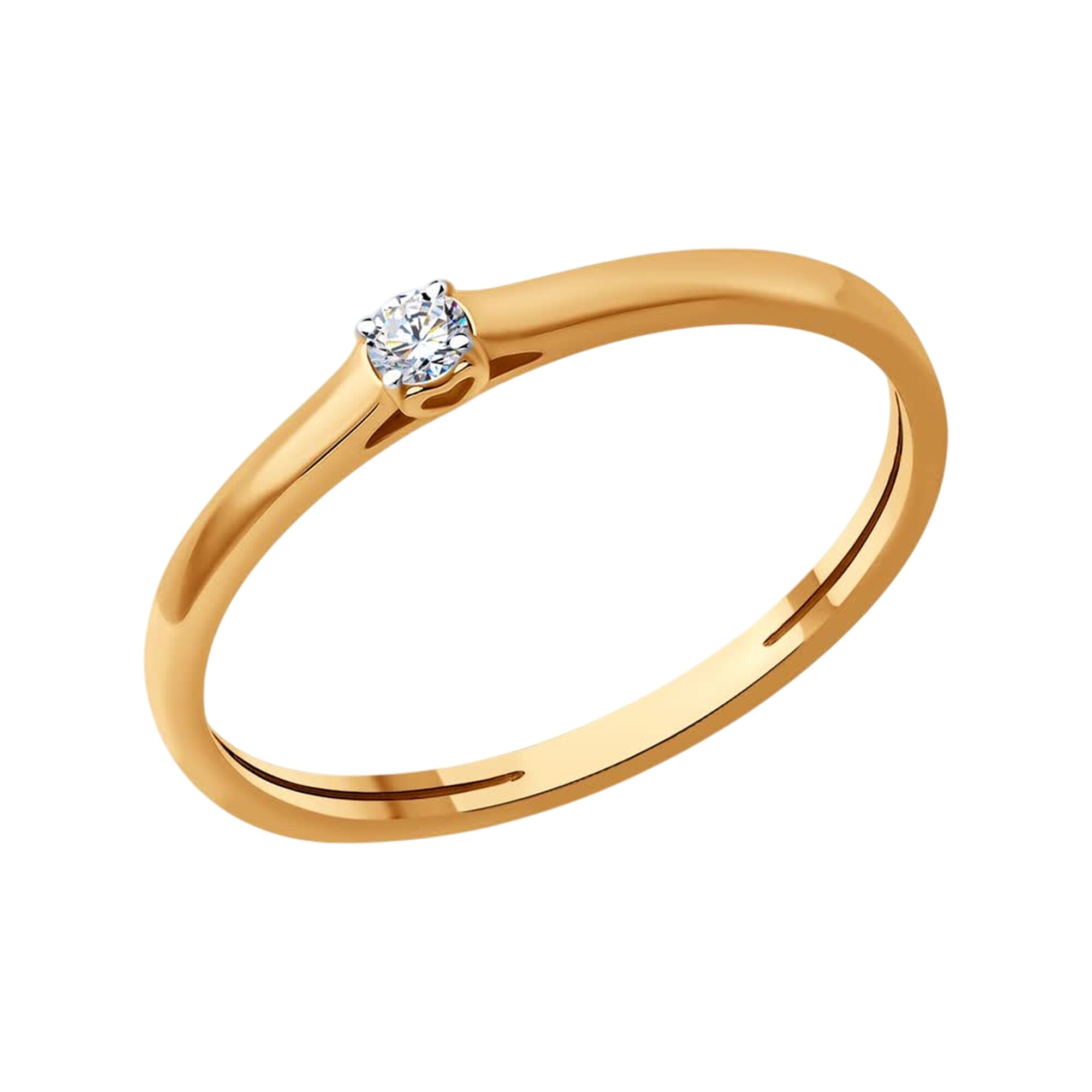 Кольцо Diamant online, красное золото, 585 проба, бриллиант