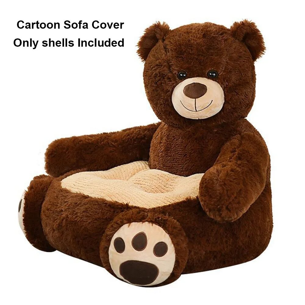 Мягкое детское кресло-диванчик в виде мультяшного медведя, утки или панды, удобное эргономичное кресло-лежак с чехлом