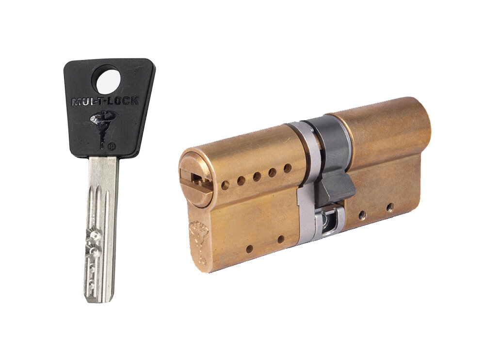 Цилиндр Mul-t-lock Classic (Junior) ключ-ключ L85 (размер 45x40 мм) - Латунь, Флажок