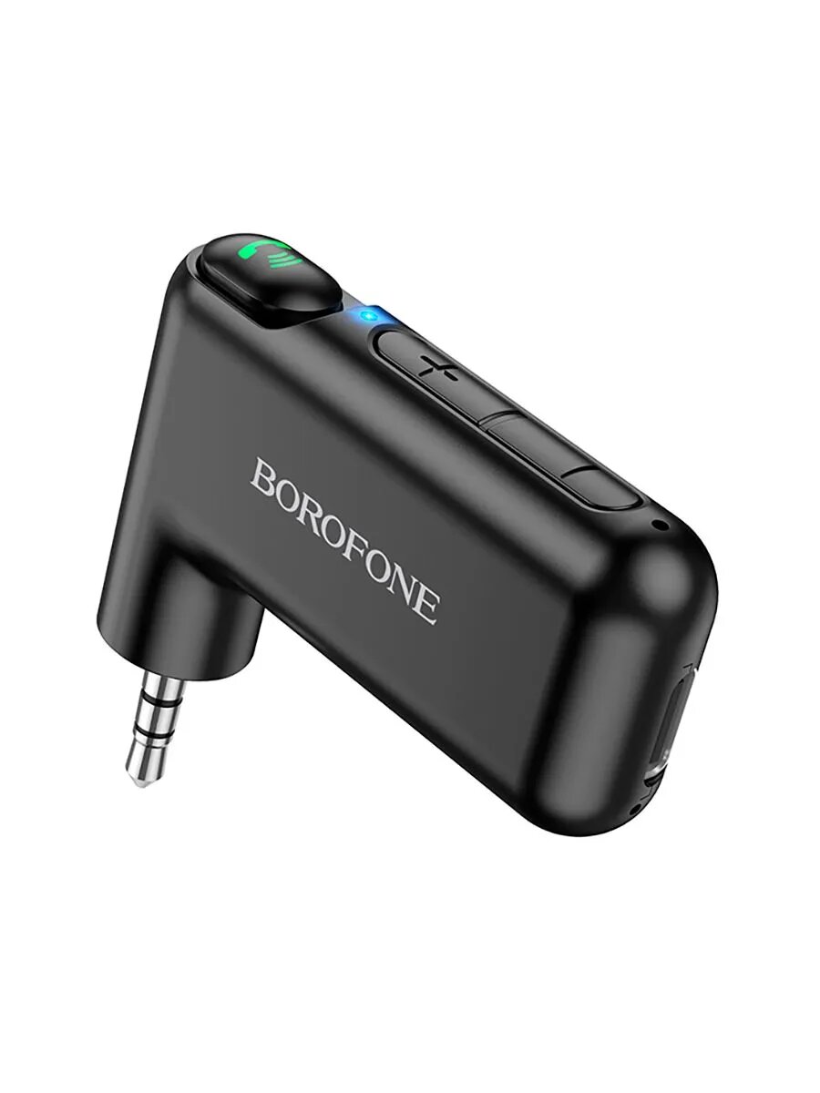 Адаптер Bluetooth в авто Borofone BC35 (AUX 3.5-3.5) с микрофоном, металлик / Ресивер блютуз-AUX проигрыватель