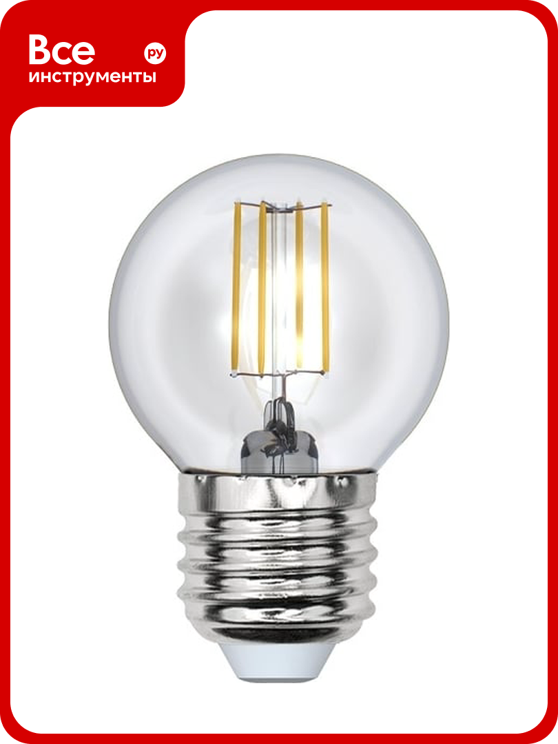 Светодиодная лампа Uniel LED-G45-6W/WW/E27/CL PLS02WH UL-00000196