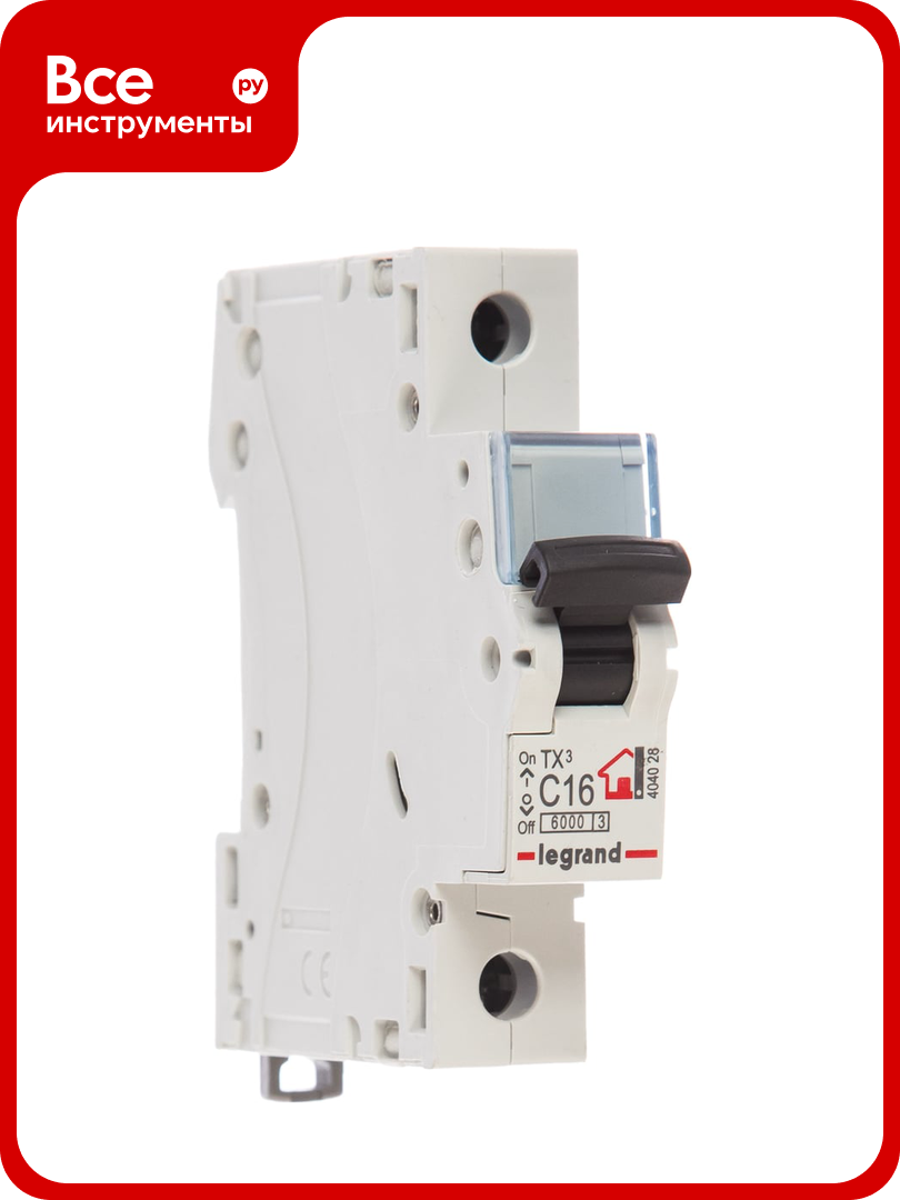 Автоматический выключатель Legrand TX3 C16A 1П 6000 404028
