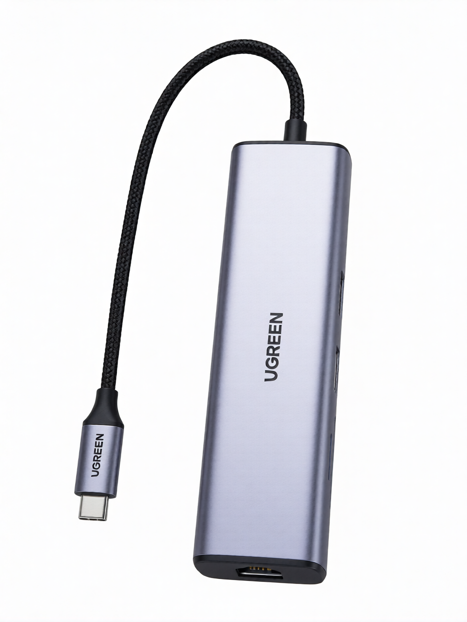 Док-станция UGreen CM512-90568, с интерфейсами HDMI, RJ-45, USB-C, USB-A и слотом TF