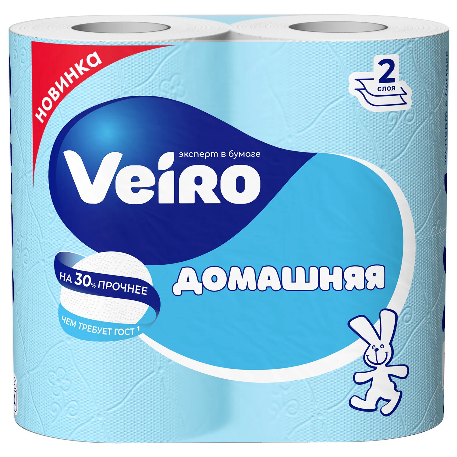 Упаковка 12 шт. Бумага туалетная бытовая, спайка 4 шт, 2-х слойная (4х15 м), VEIRO "Домашняя", белая, 1с24